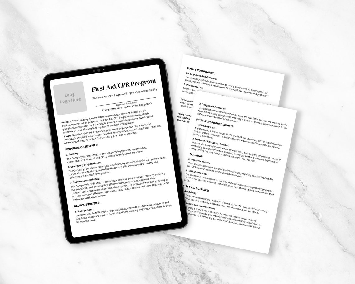 First Aid and CPR Program Canva Editable Template Business Document ...