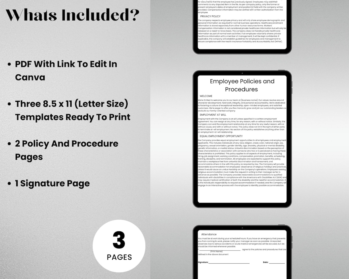 Employee Policies and Procedures Canva Editable Template HR Policies ...