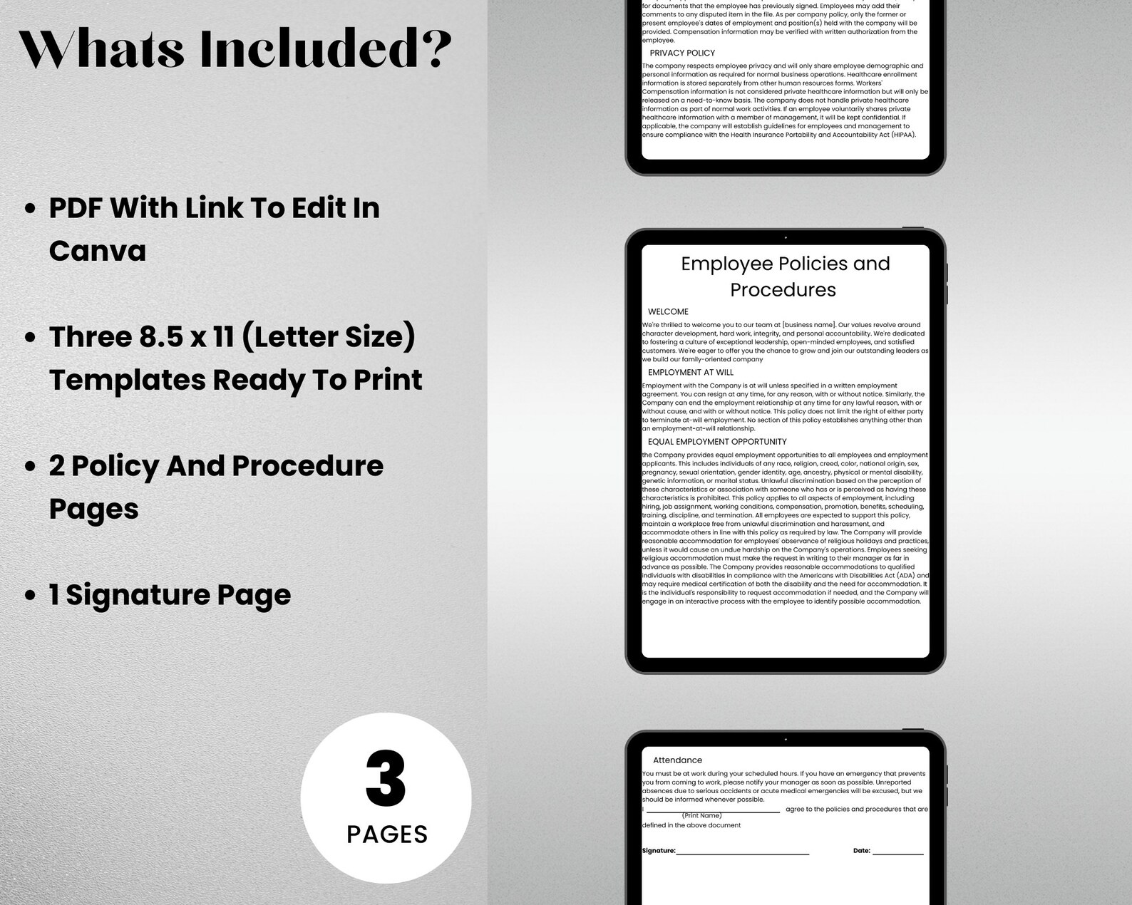 Employee Policies and Procedures Canva Editable Template HR Policies ...