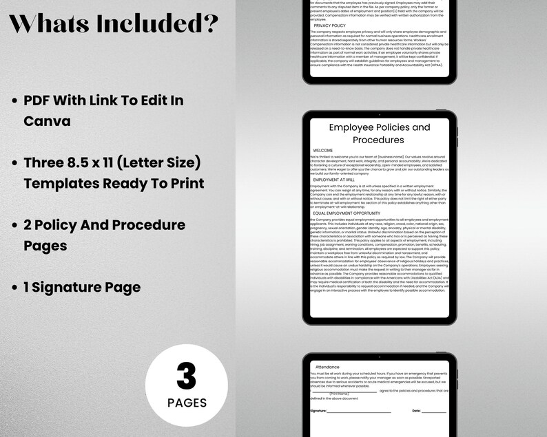 Employee Policies and Procedures Canva Editable Template HR Policies ...