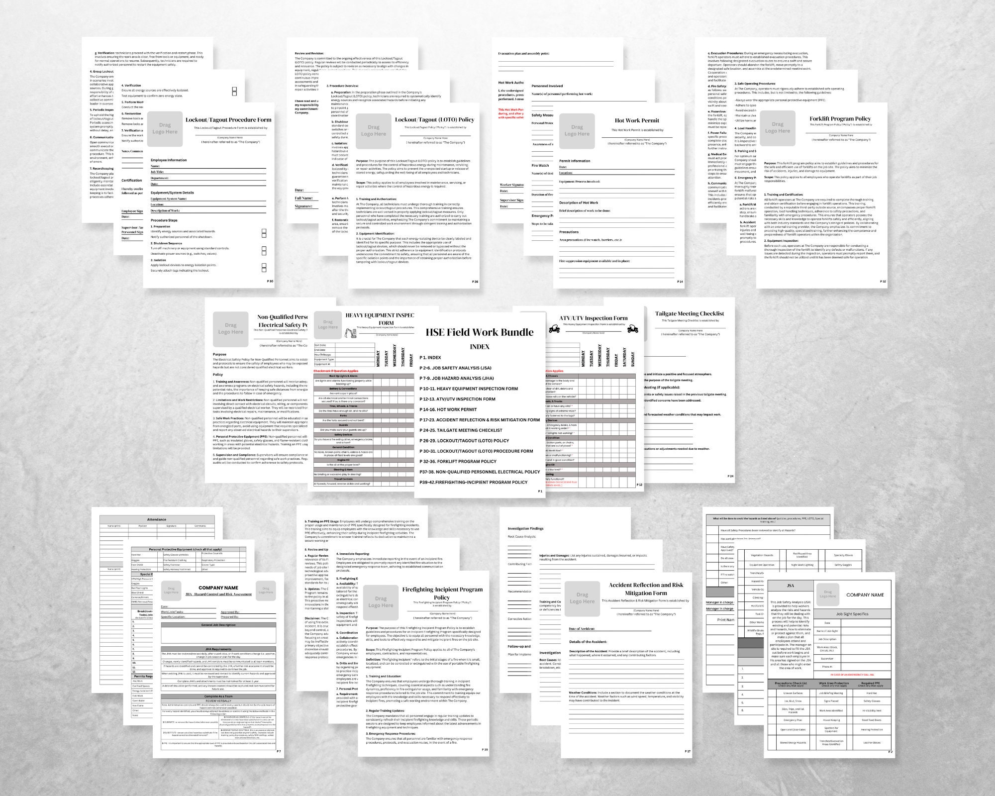 HSE Job Site Bundle Canva Editable Template Healthy Safety and ...