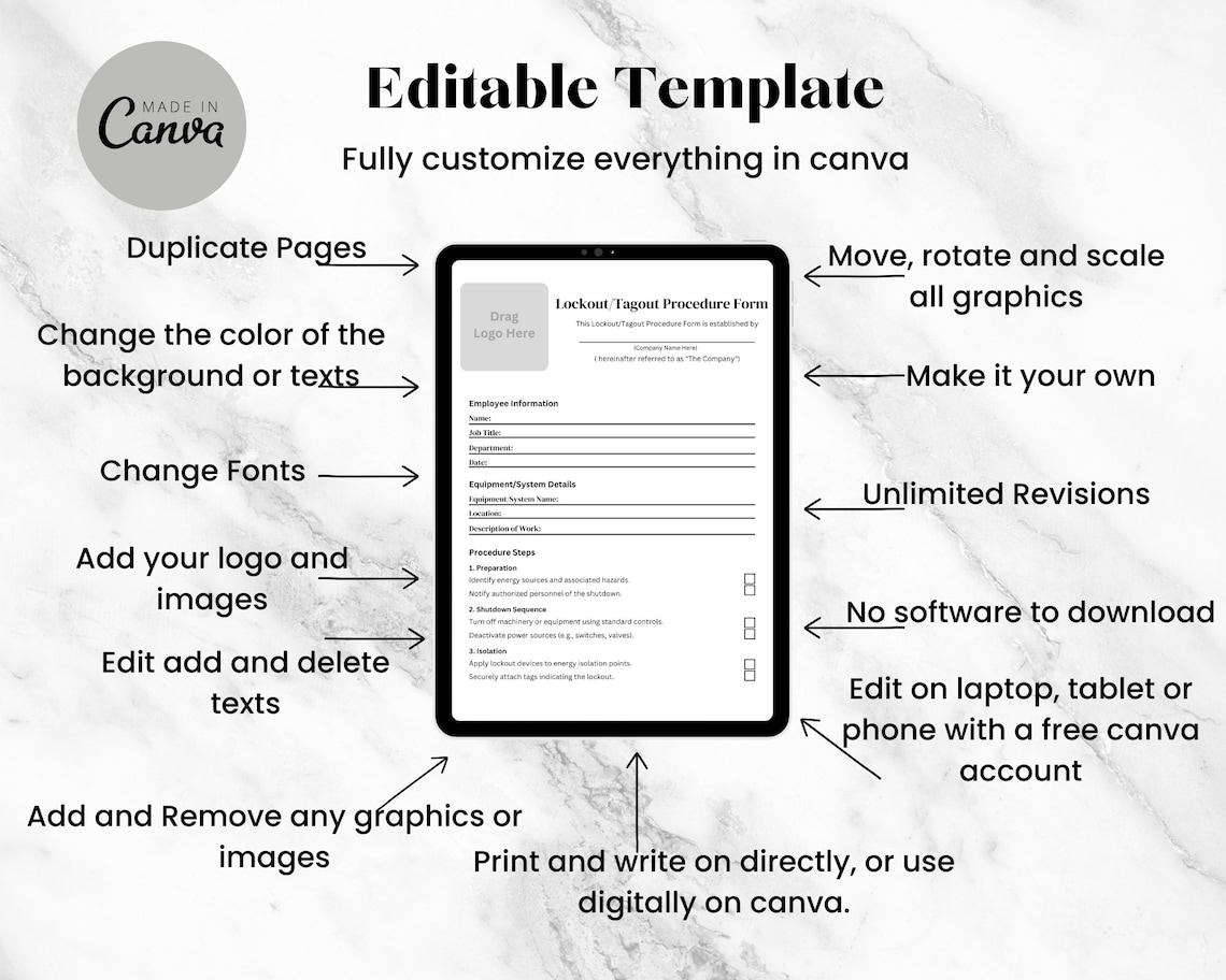 Lockout Procedure Form Canva Editable Template Tagout Procedure Form ...