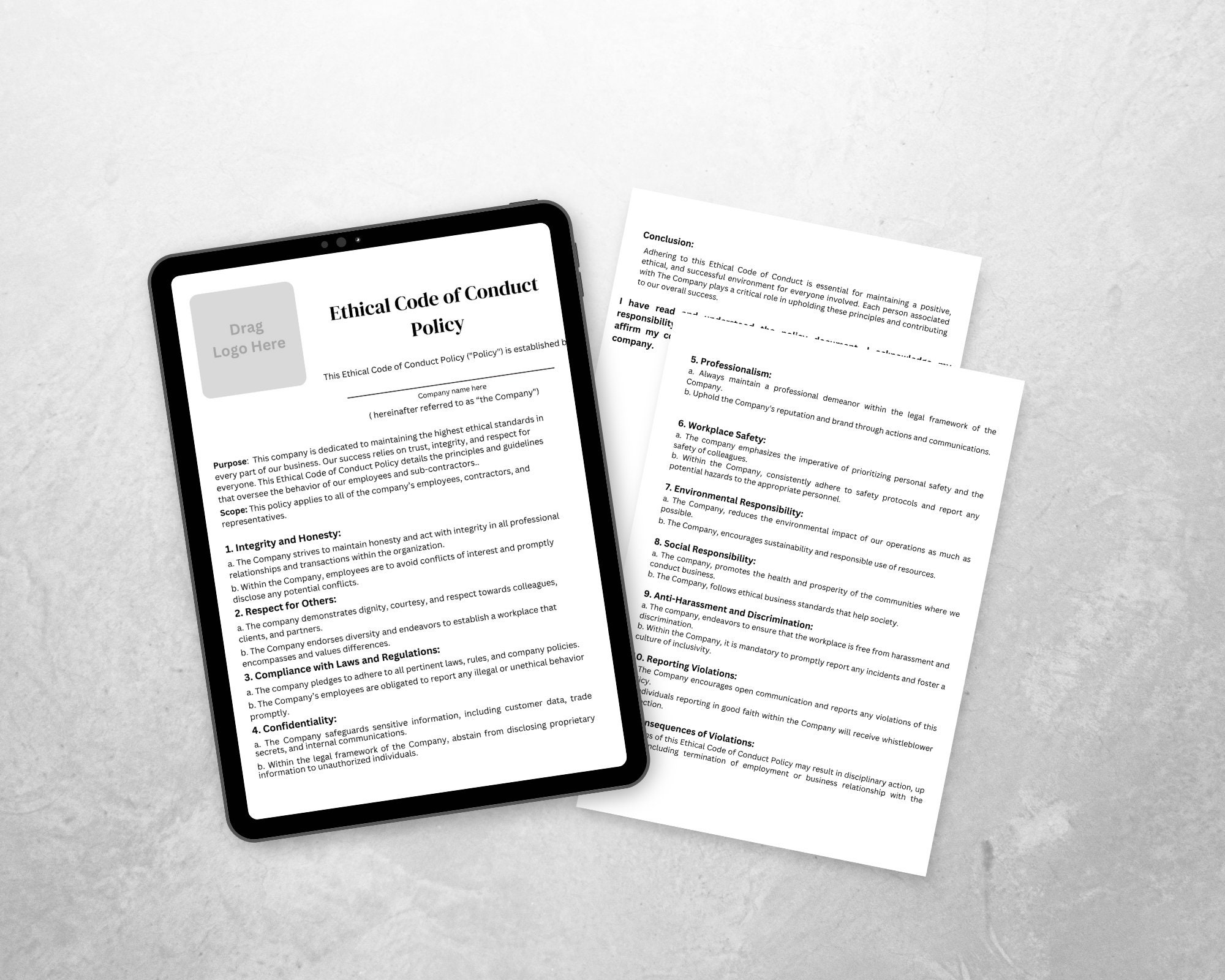 Ethical Code of Conduct Policy Canva Editable Template Code of Behavior ...