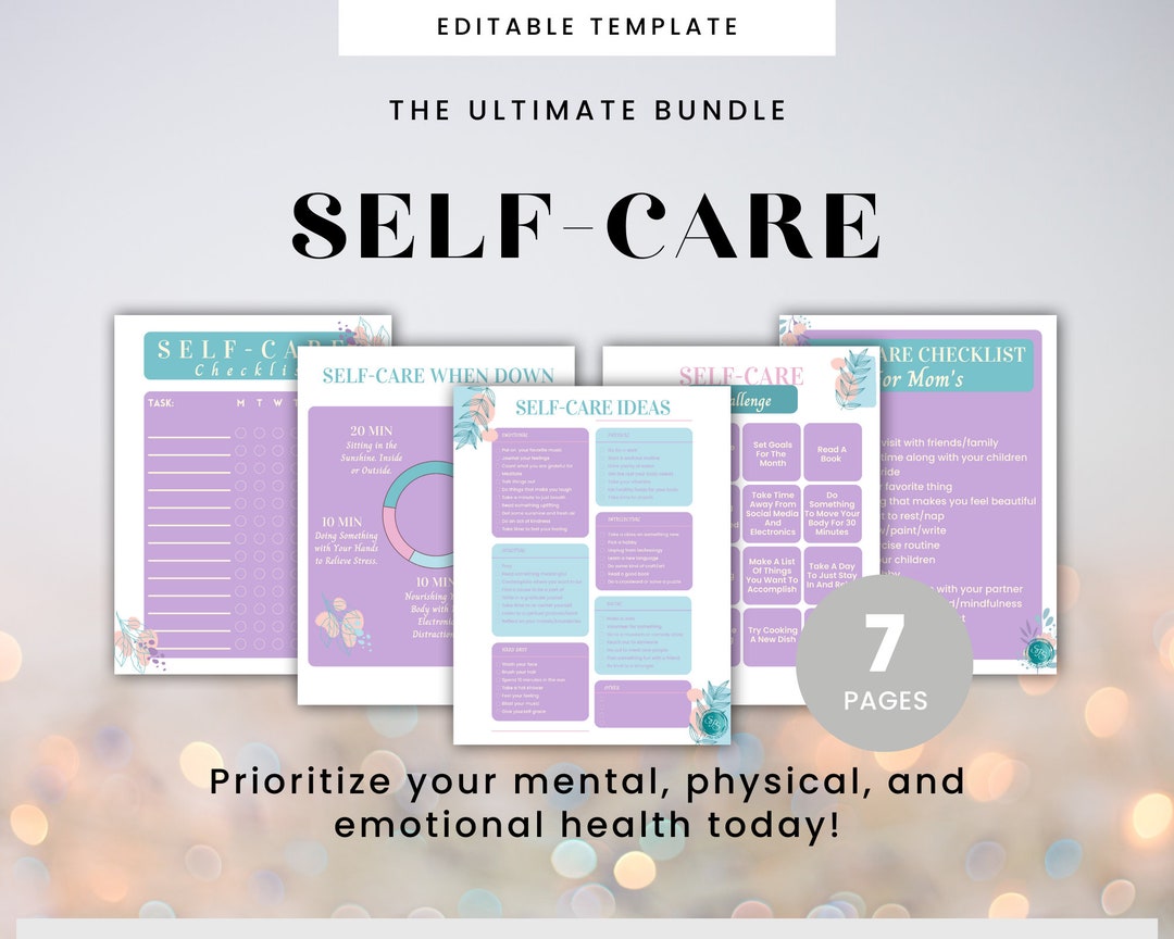 Printable Self-care Template Bundle Self-care Challenge Self-care ...