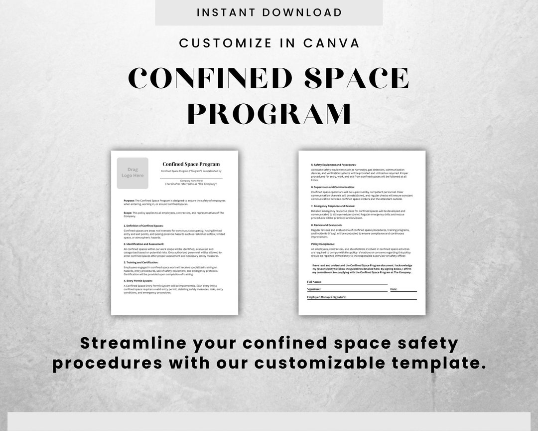 Confined Space Program Canva Editable Template Company Procedures ...