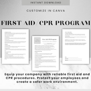 First Aid and CPR Program Canva Editable Template Business Document ...