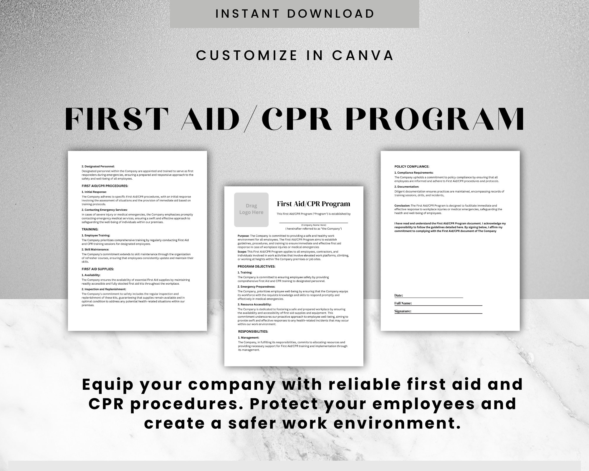 First Aid and CPR Program Canva Editable Template Business Document ...