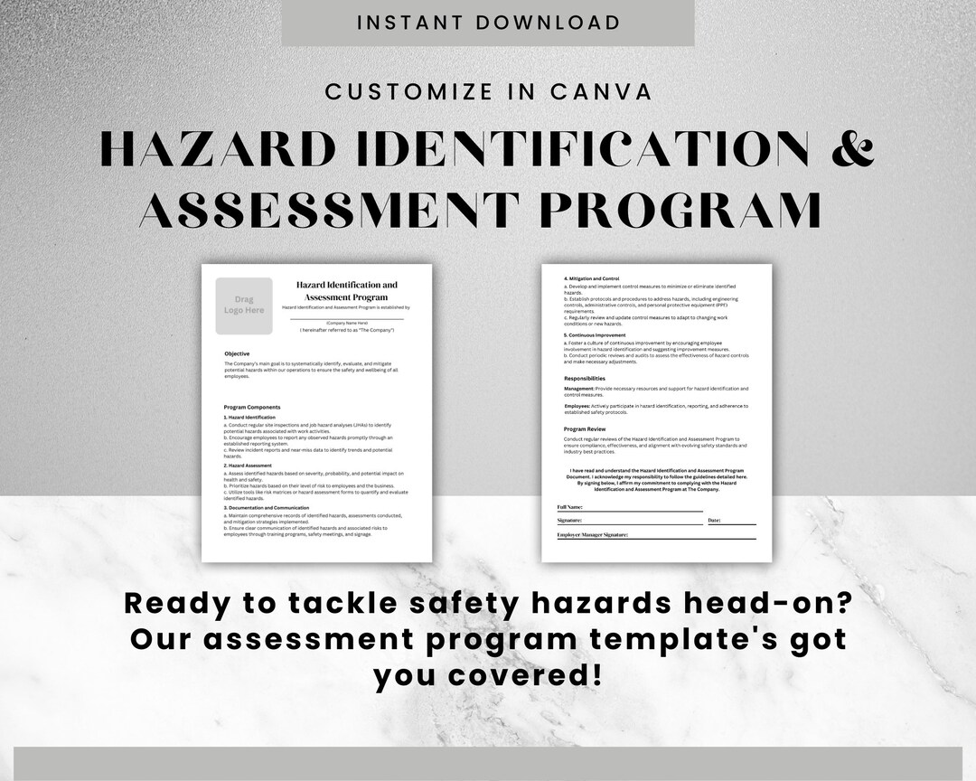 Hazard Identification & Assessment Program Canva Editable Template ...