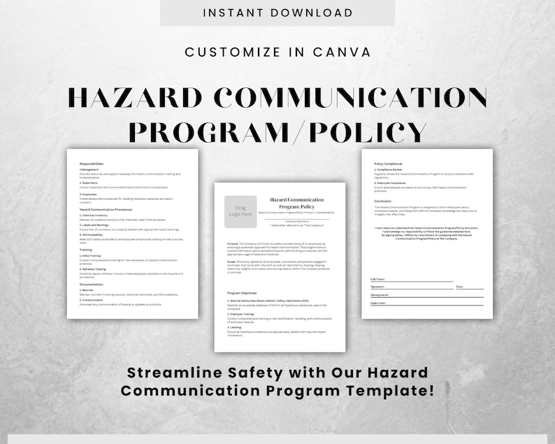 Hazard Communication Program Canva Editable Template JHA Program ...