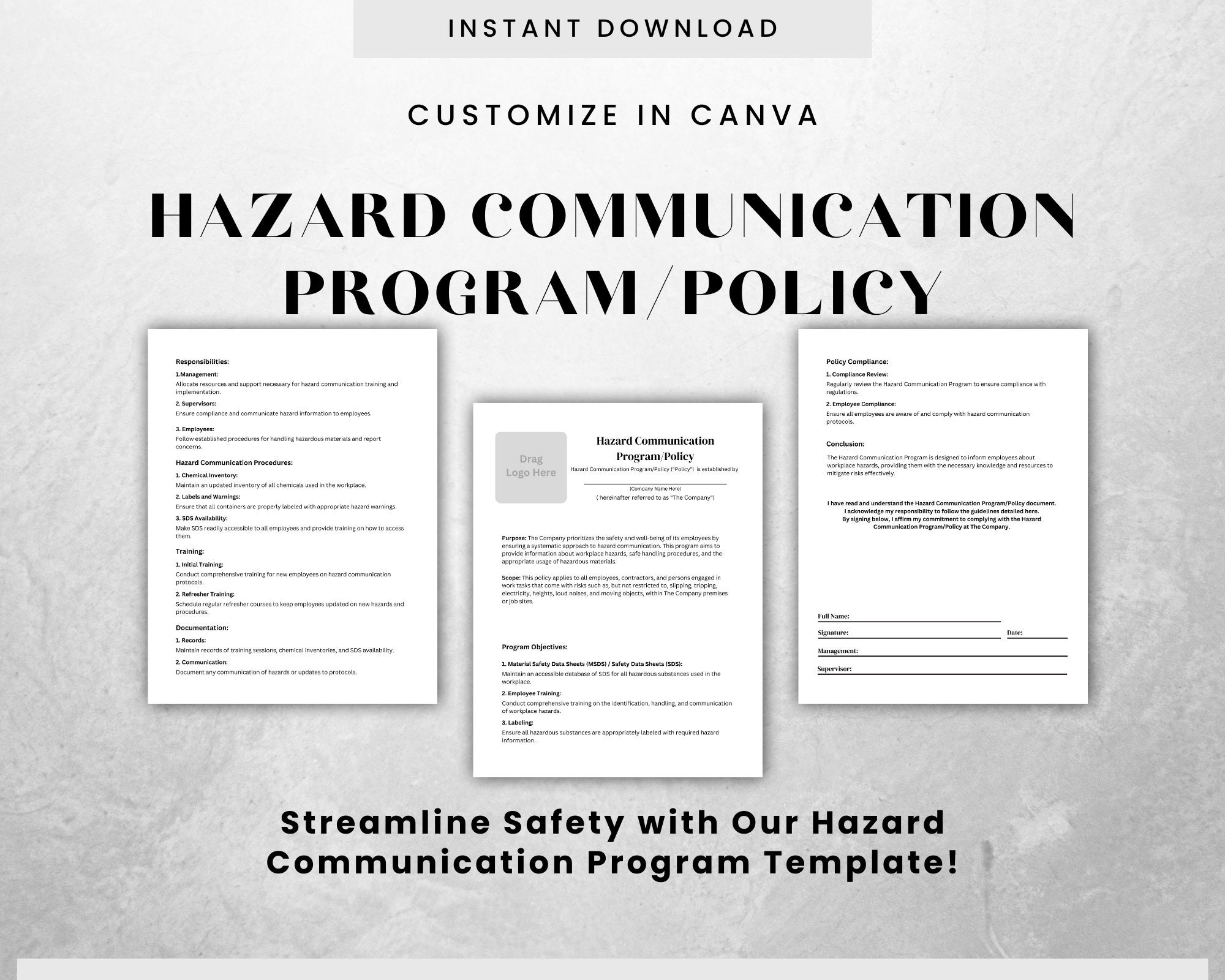 Hazard Communication Program Canva Editable Template JHA Program ...