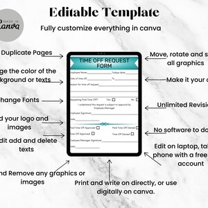 Employee Time off Request Form Canva Editable Template Employee ...