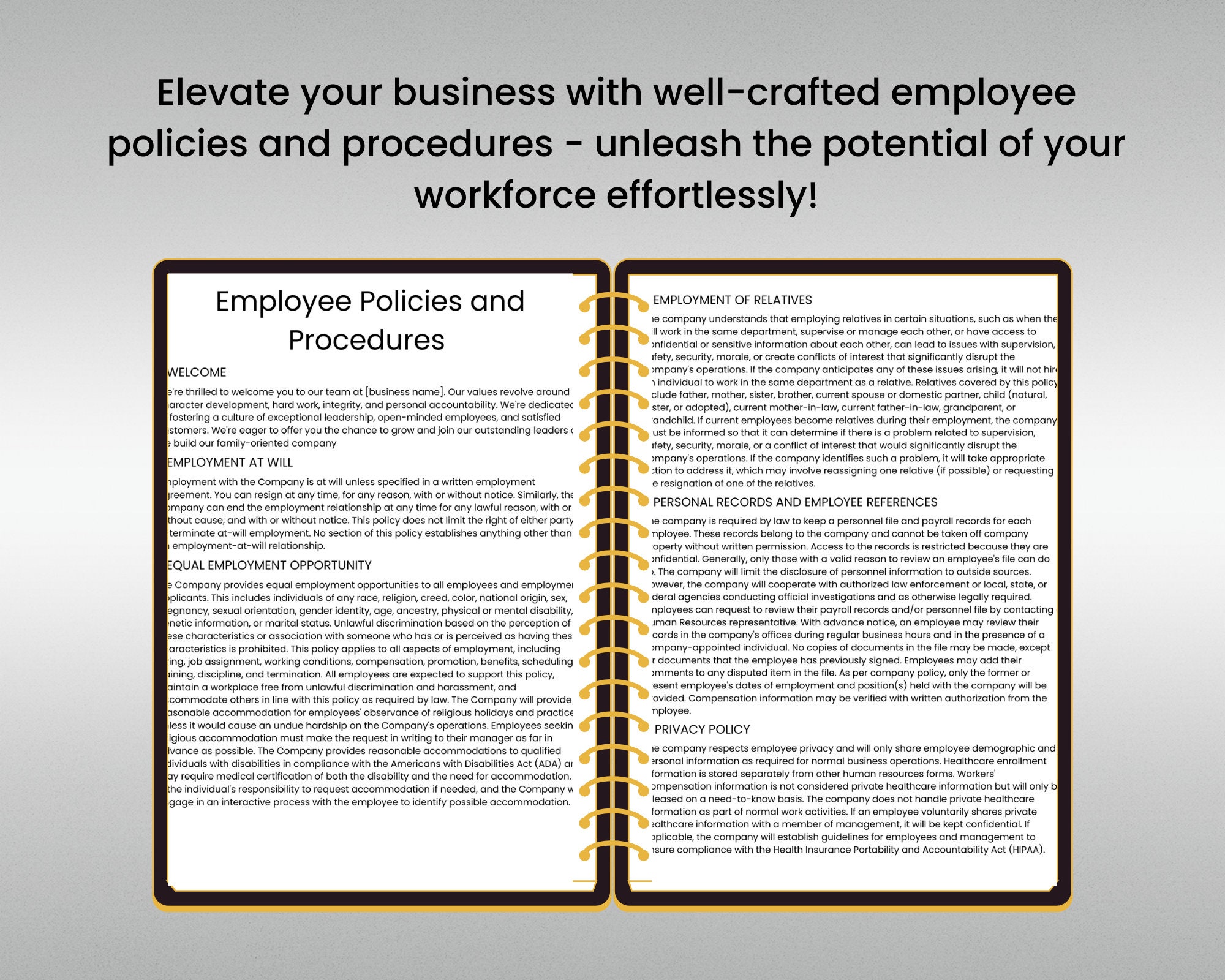 Employee Policies and Procedures Canva Editable Template HR Policies ...