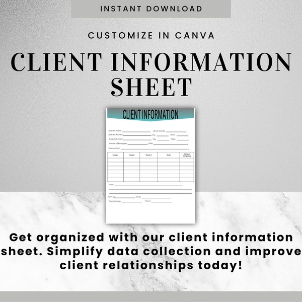 Client Information Sheet - Etsy