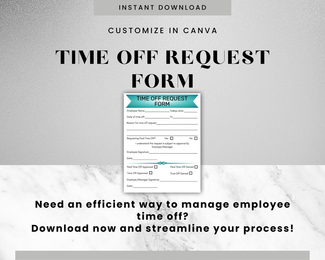 Employee Time off Request Form Canva Editable Template Employee ...