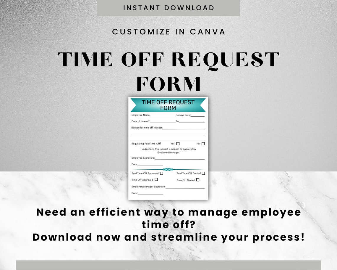 Employee Time off Request Form Canva Editable Template Employee ...