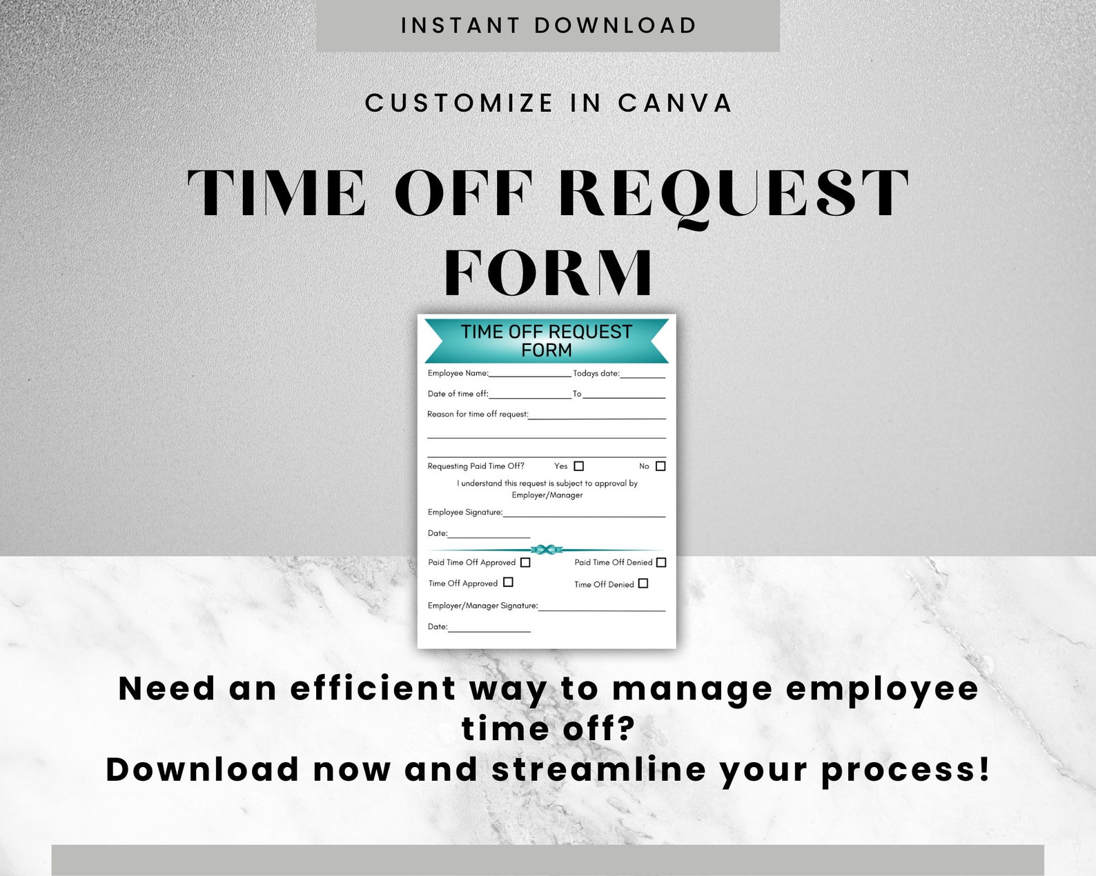 Employee Time off Request Form Canva Editable Template Employee ...