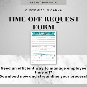 Employee Time off Request Form Canva Editable Template Employee ...