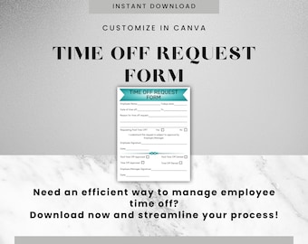 Employee Time-off Request Form Template (word, Editable, Printable) - Etsy