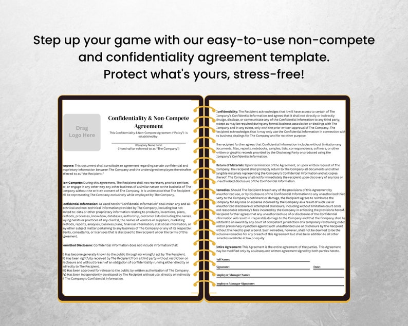 Confidentiality and Non-compete Agreement Canva Editable Template - Etsy