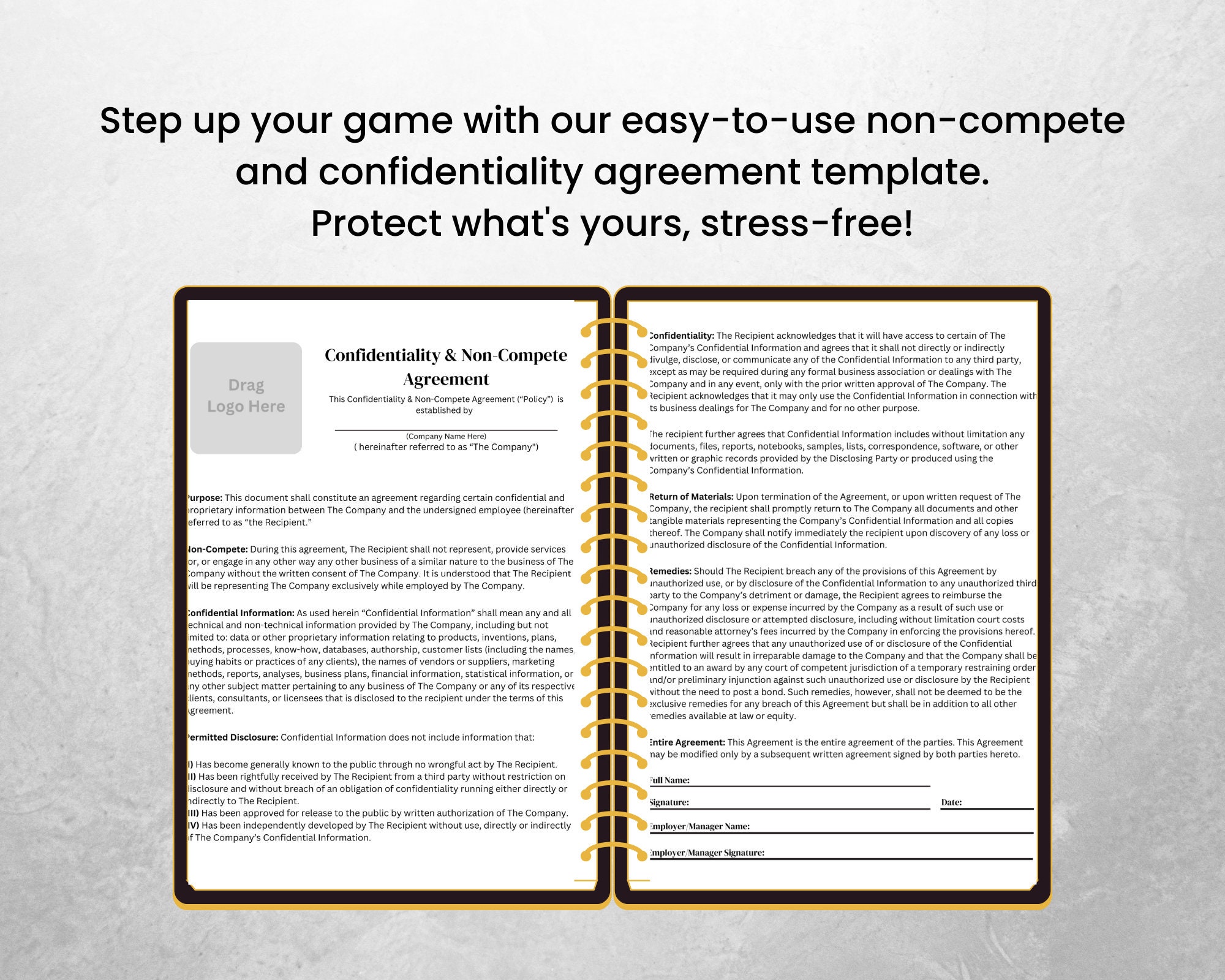 Confidentiality and Non-compete Agreement Canva Editable Template - Etsy