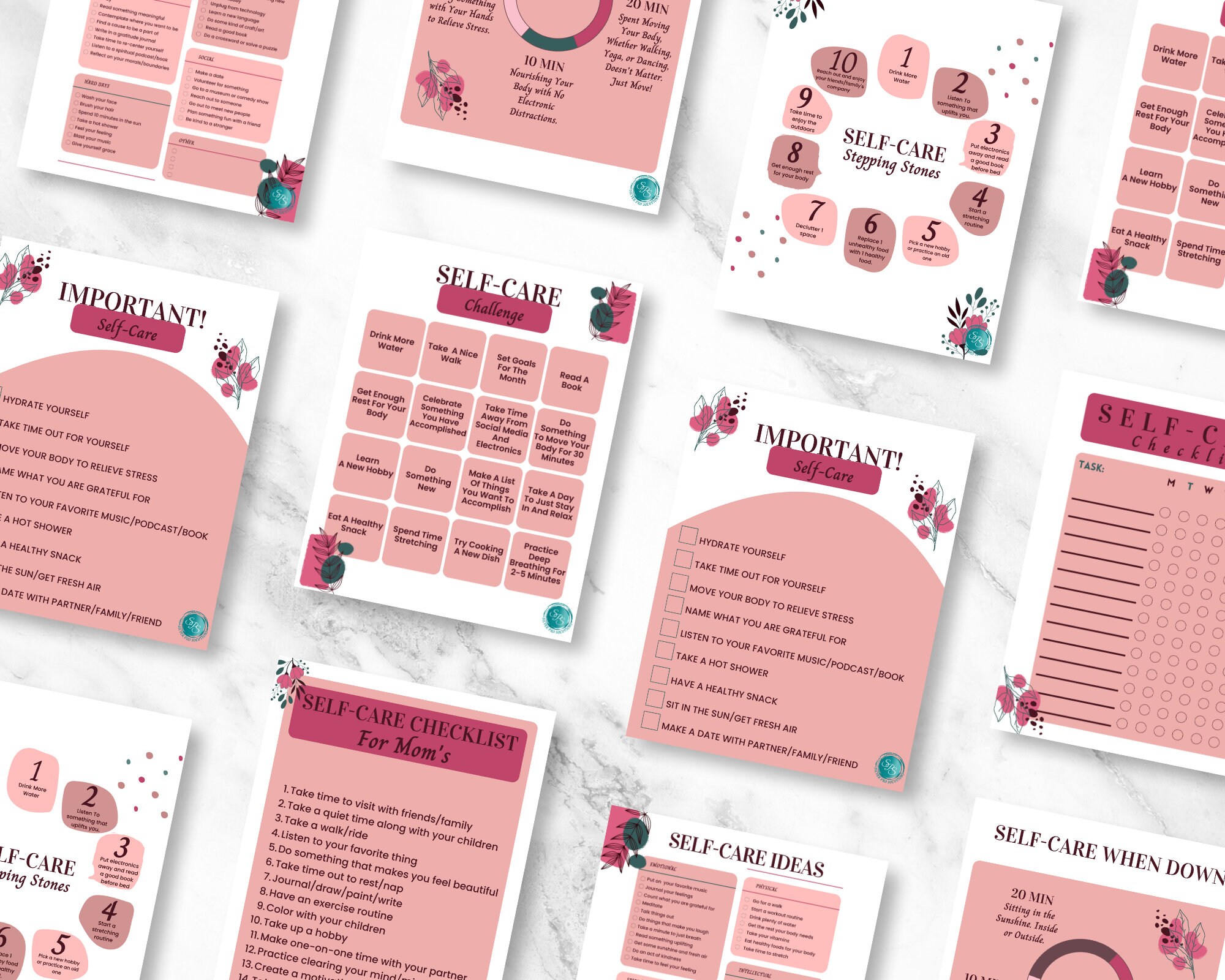 Printable Self Care Bundle Self Care Planner Self Love Tracker Moms ...