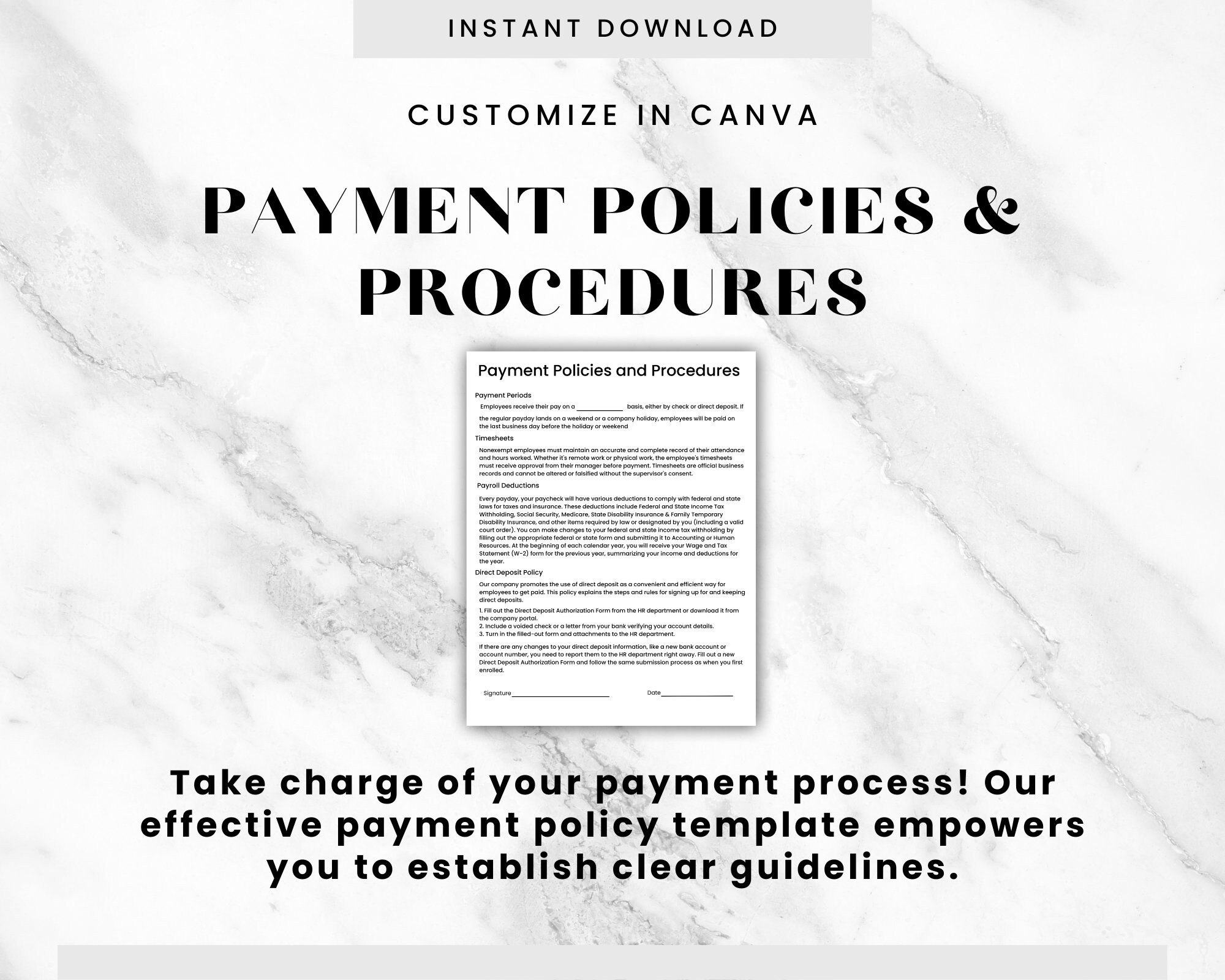 Payment Policies and Procedures Canva Editable Template Business ...