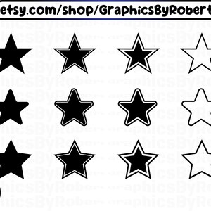 Star Svg Bundle for Commercial Use, Star Outline Design, Silhouette ...