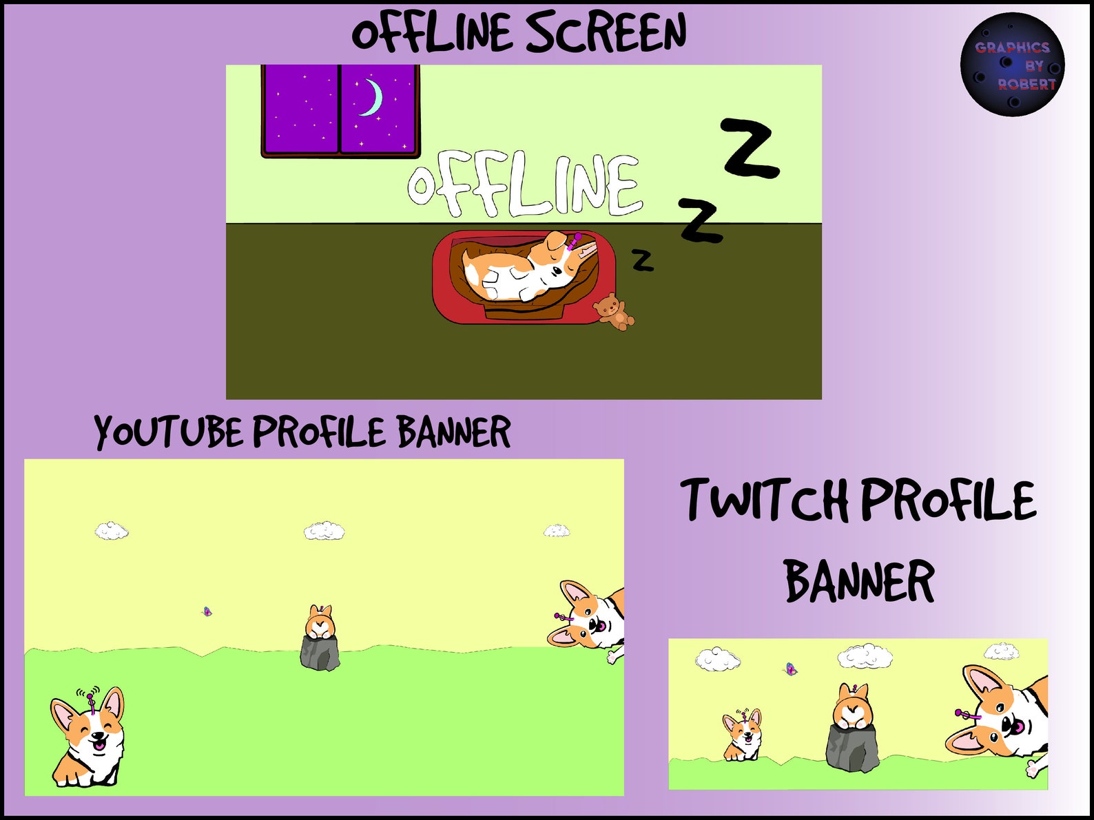 Alien Corgi Animated Twitch Stream Package Labels Panels - Etsy