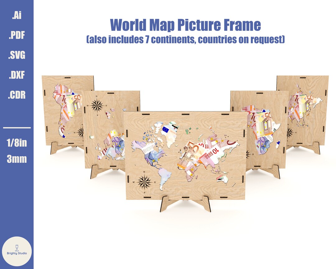 World Map Picture Frame Laser Cut File Countries and - Etsy