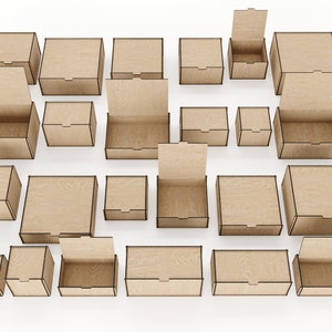 Laser Cut Slotted Box With Flip up Lid: 24 Box Bundle (SVG DXF PDF) - Etsy