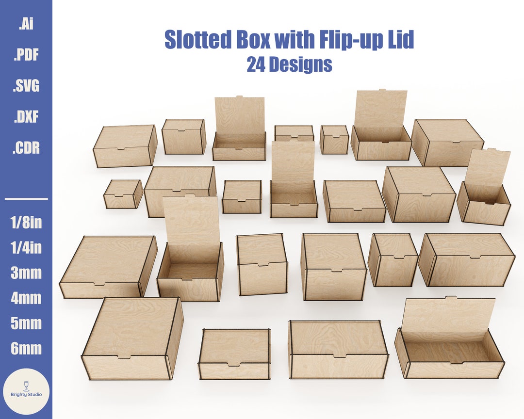 Laser Cut Slotted Box With Flip up Lid Storage Box Bundle of - Etsy