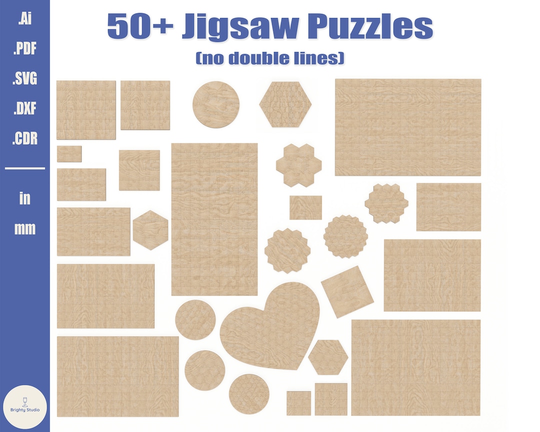 Laser Cut Jigsaw Puzzle Templates: 50+ Mega Bundle (SVG, DXF) - Etsy
