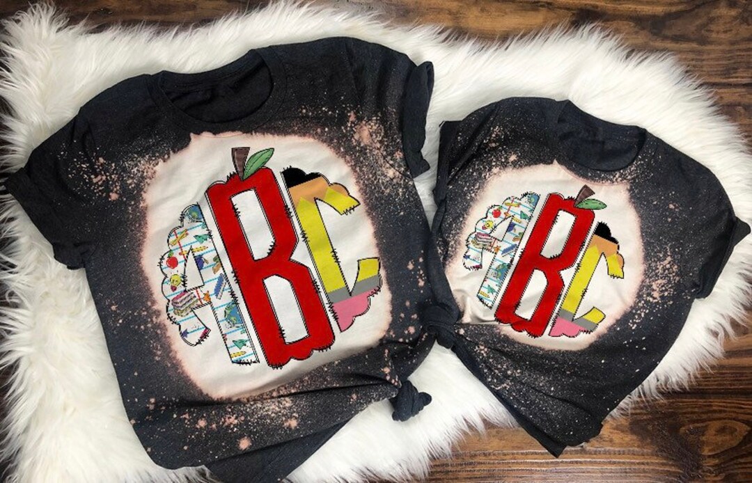 Personalized Teacher Monogram Bleach Shirt - Etsy