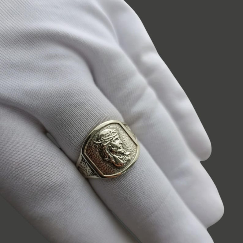 Jesus Silver Ring, Catholic Christian Vintage Sterling Signet, Baptism ...