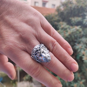 Jesus Silver Ring, Jesus Head Ring, Catholic Christian Ring, Vintage ...