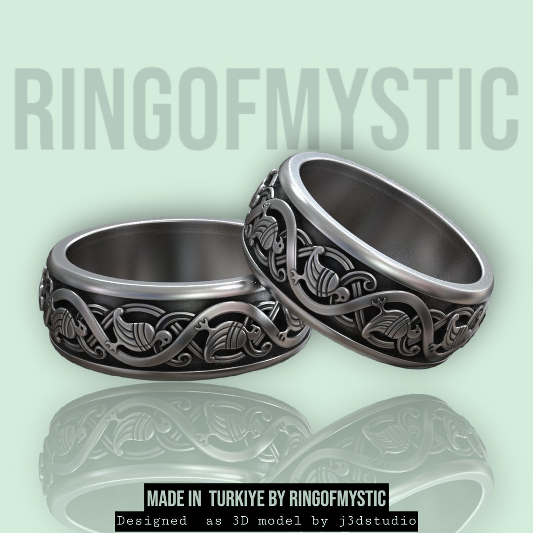Nordic Wedding Bird Band Ring Wedding Ring Slavic - Etsy