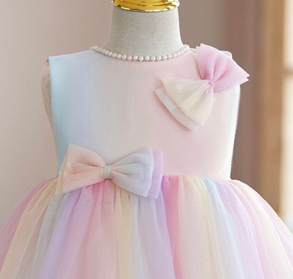 Girls Pastel Colors Dress Girls Rainbow Dress Girls Unicorn - Etsy
