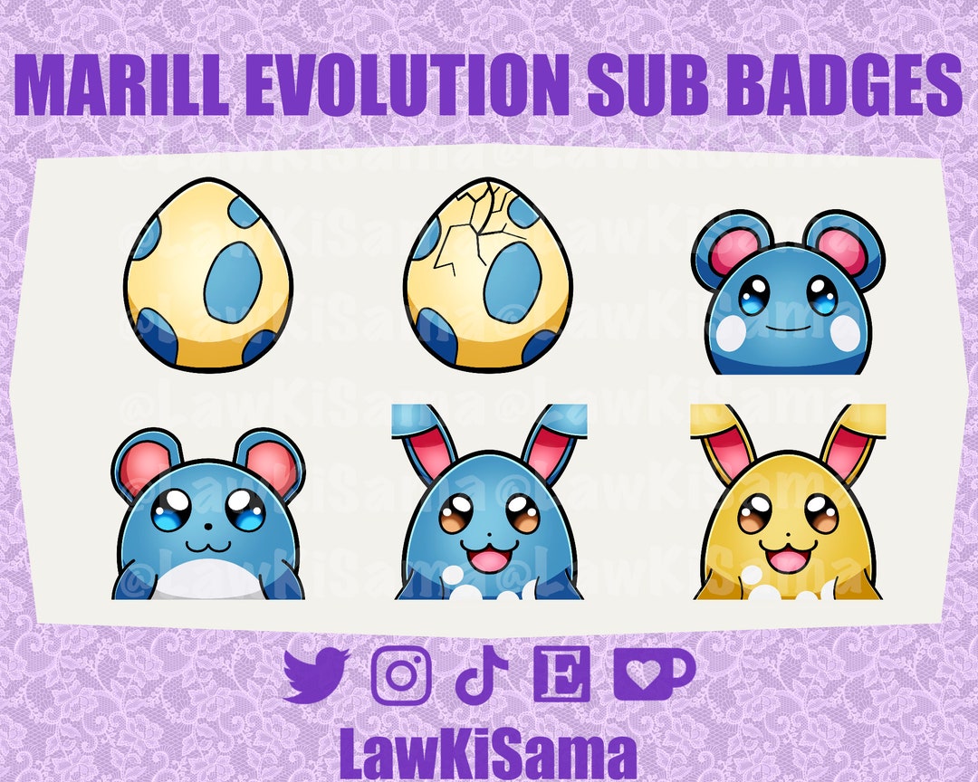 Cute Pokemon Sub Badges Bit Badges for Twitch/discord : Marill ...