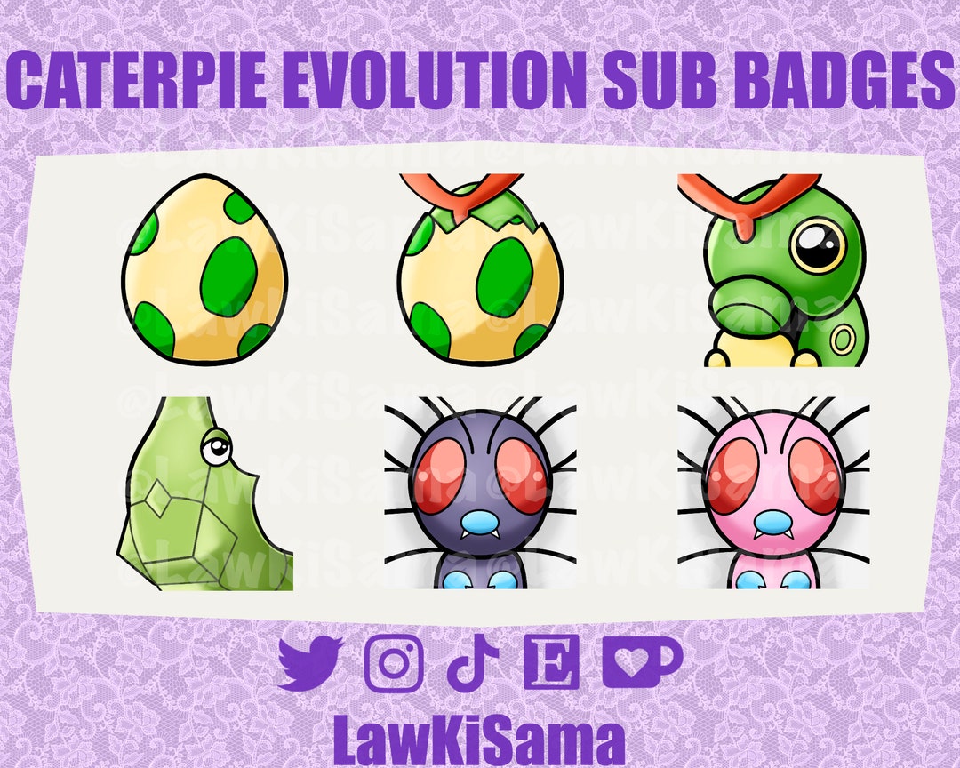 Cute Pokemon Sub Badges Bit Badges for Twitch/discord : Caterpie ...