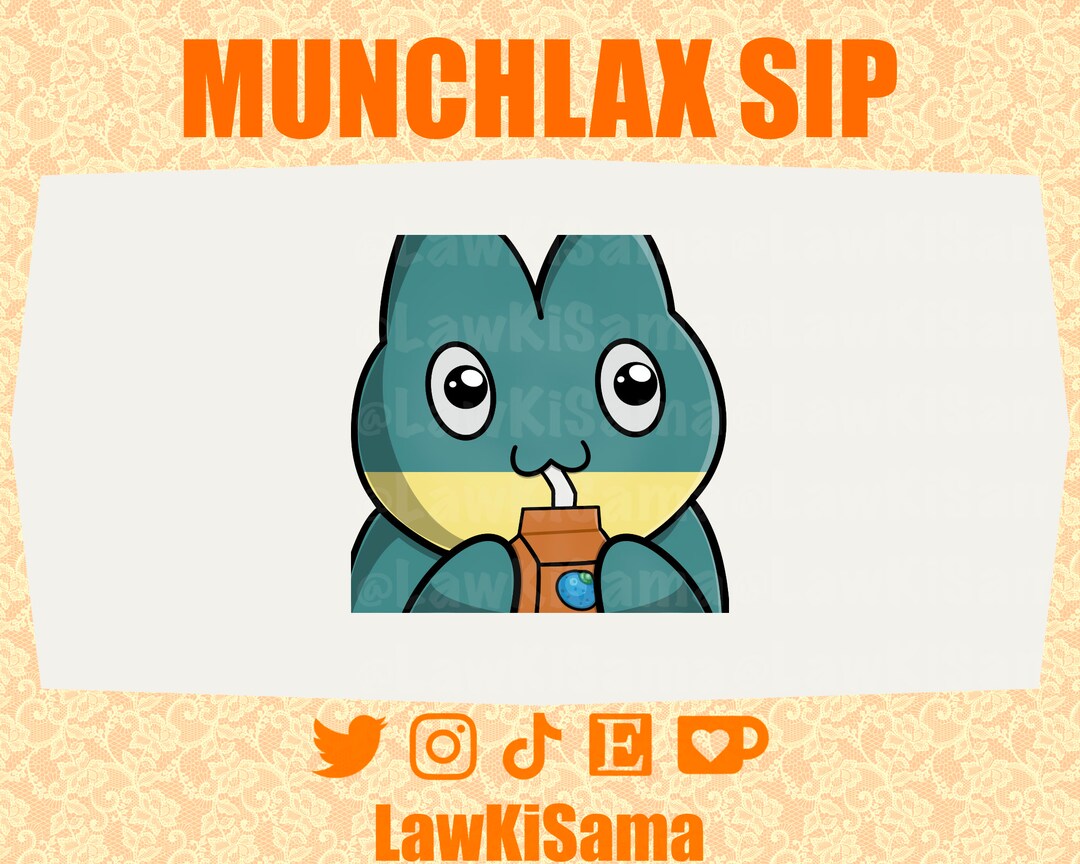Cute Pokemon Emote for Twitch/discord : Munchlax Sip Emote - Etsy