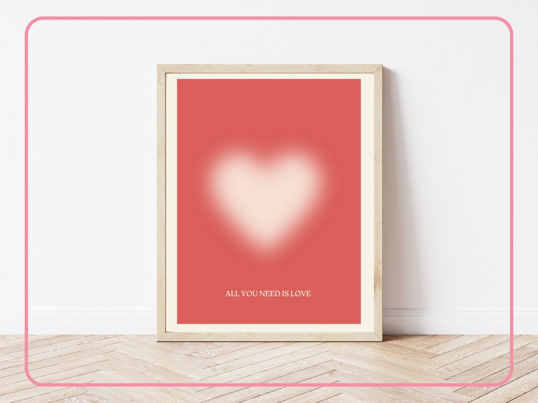 All You Need is Love Printable Poster, Trendy Minimalist Heart Print ...