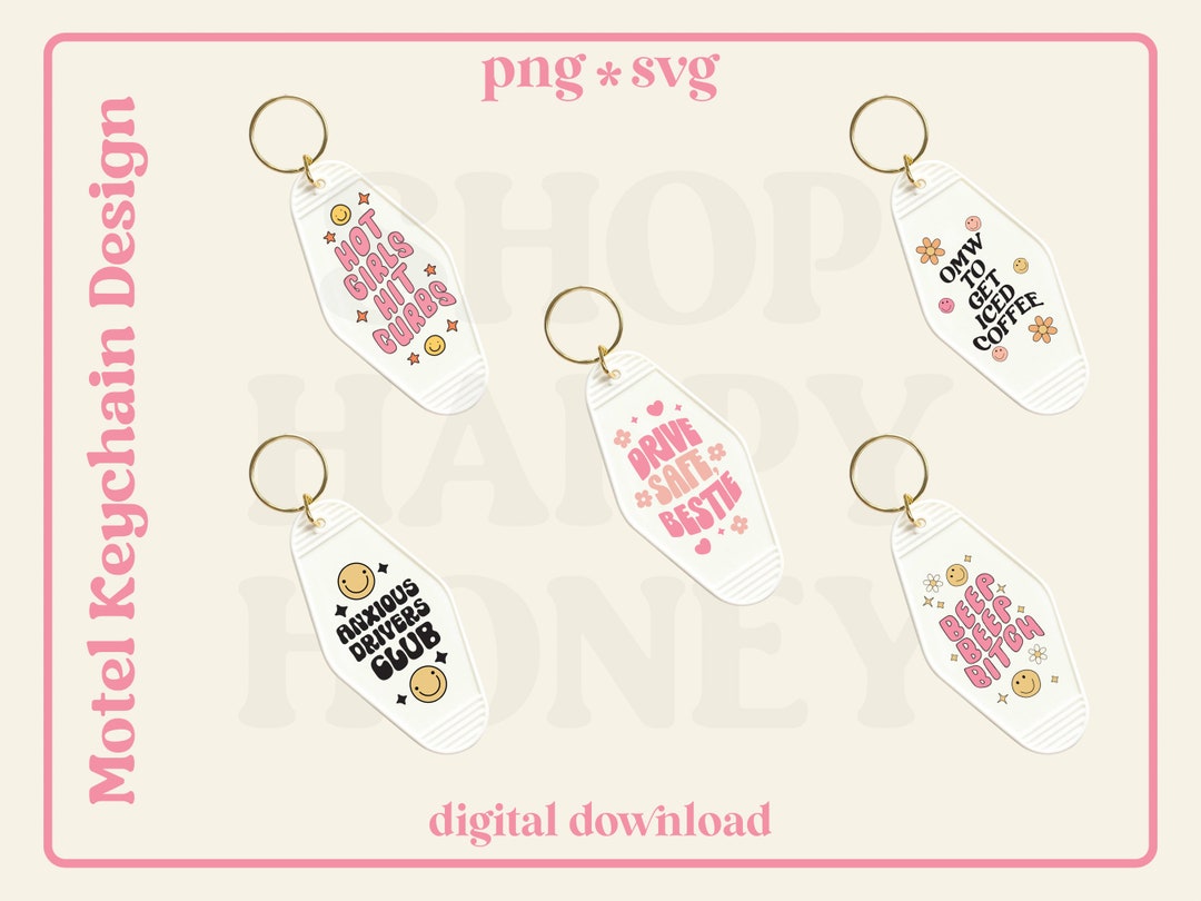 Trendy Motel Keychain SVG Bundle: Sublimation PNG Designs (commercial ...