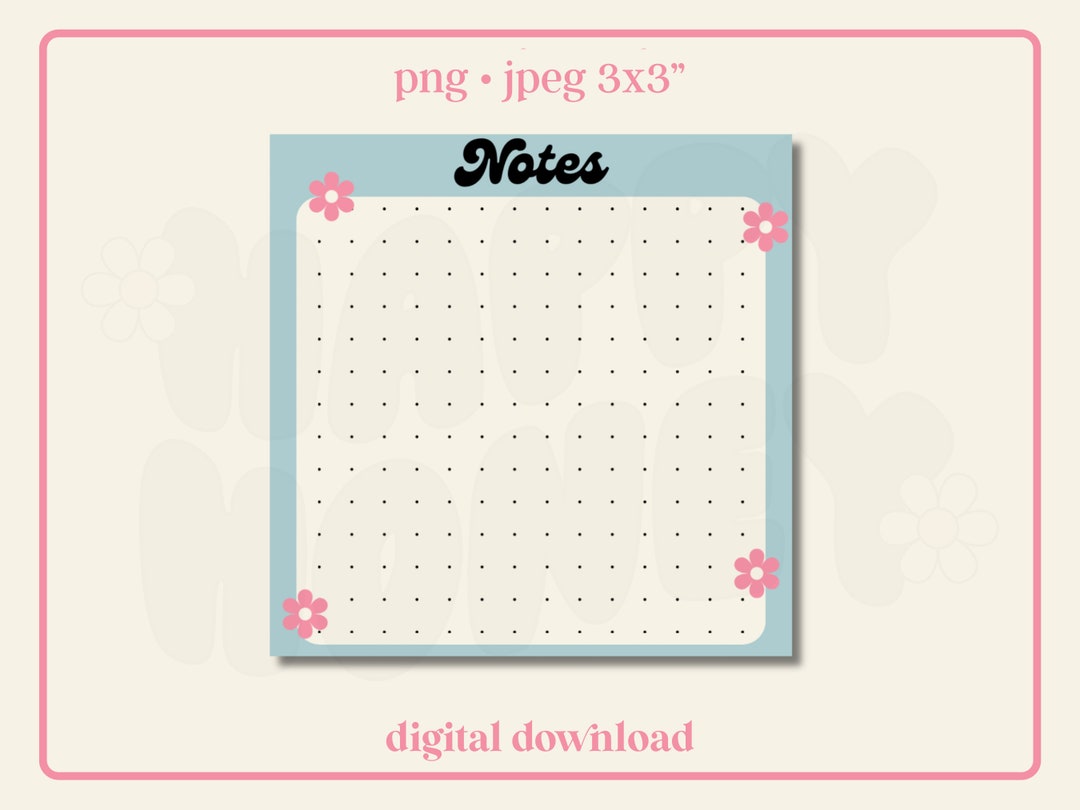 Flower Printable Sticky Notes, Dot Grid Sticky Notes, Digital Paper ...
