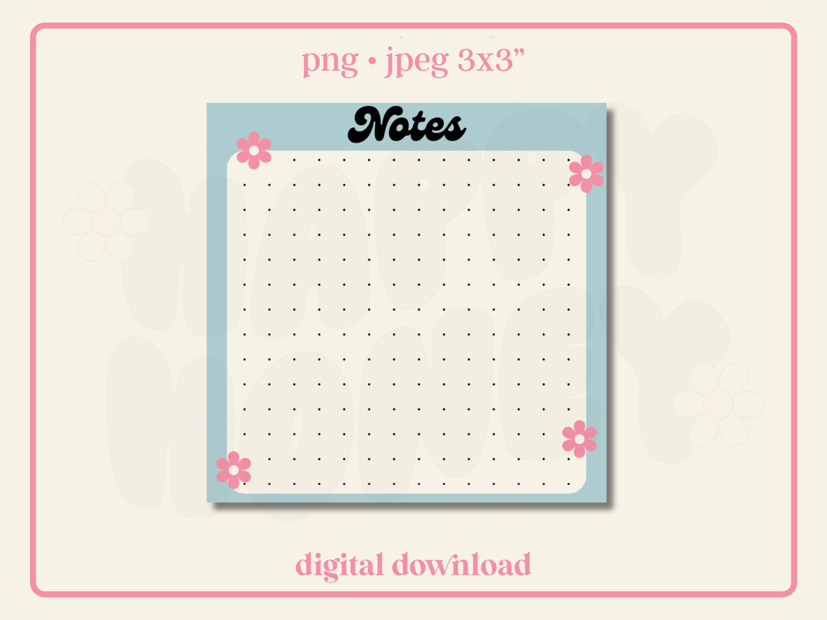 Flower Printable Sticky Notes Dot Grid Sticky Notes Digital - Etsy