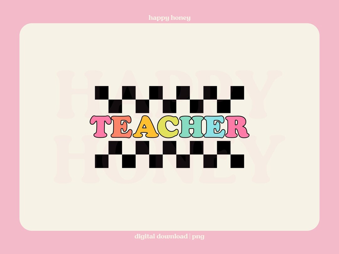 Retro Teacher PNG, Checkered Teacher Png, Tshirt Design for Teachers ...