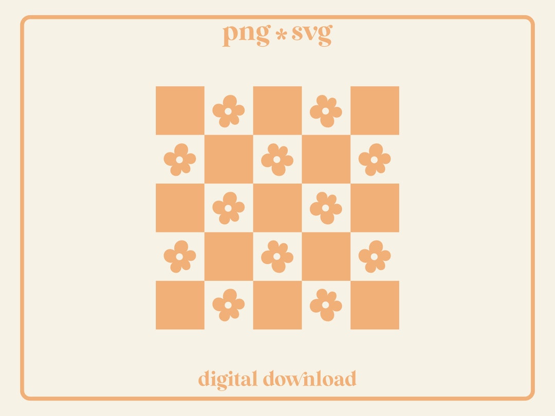 Retro Checkered Flower Pattern Svg, Png, Groovy, Trendy Design | for ...
