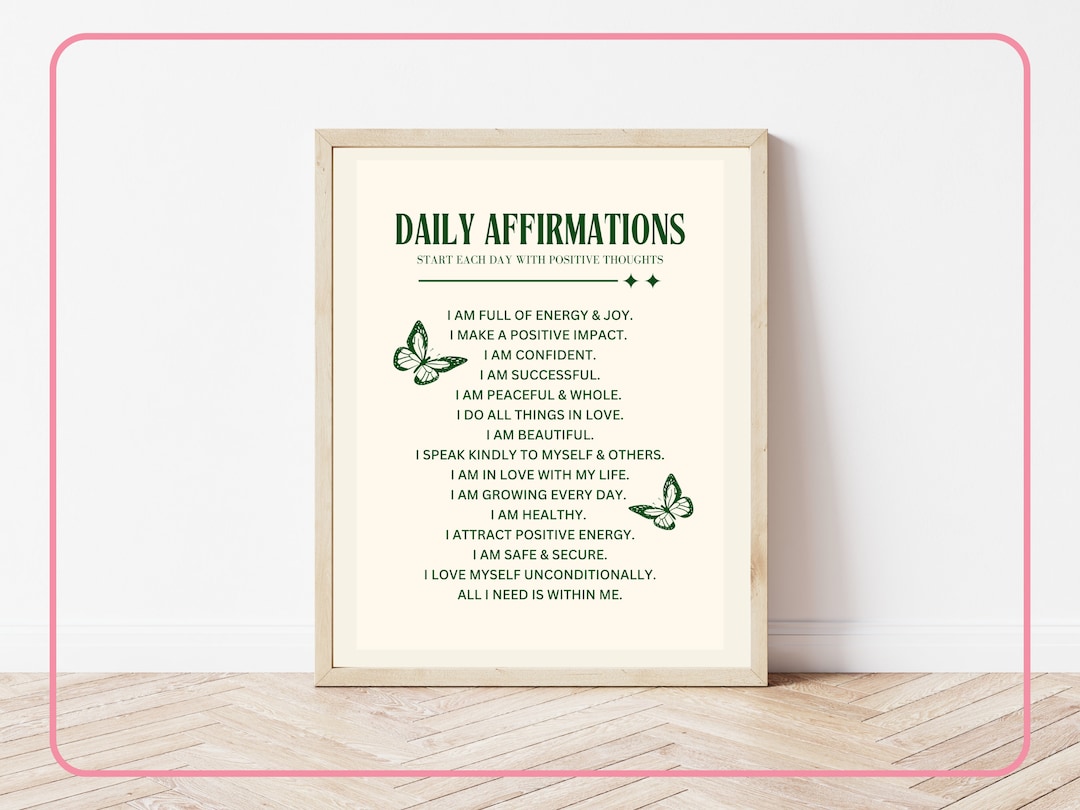 Aesthetic Daily Affirmations Wall Art Print, Dorm Room Decor, Trendy ...