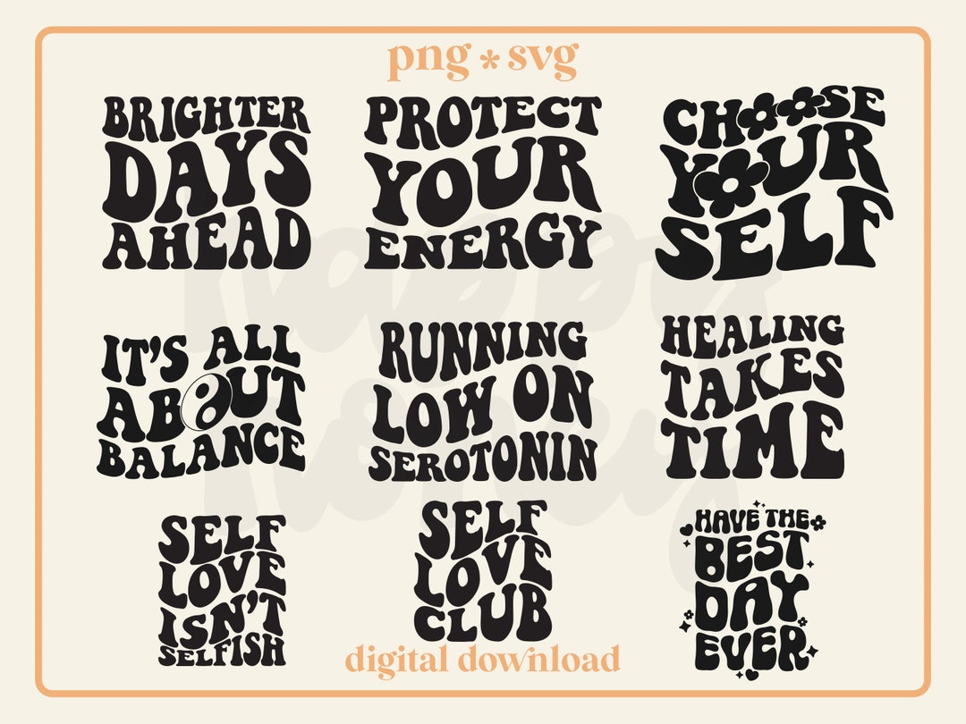 Self Care SVG PNG Bundle, Mental Health, Positive Vibes Bundle for ...