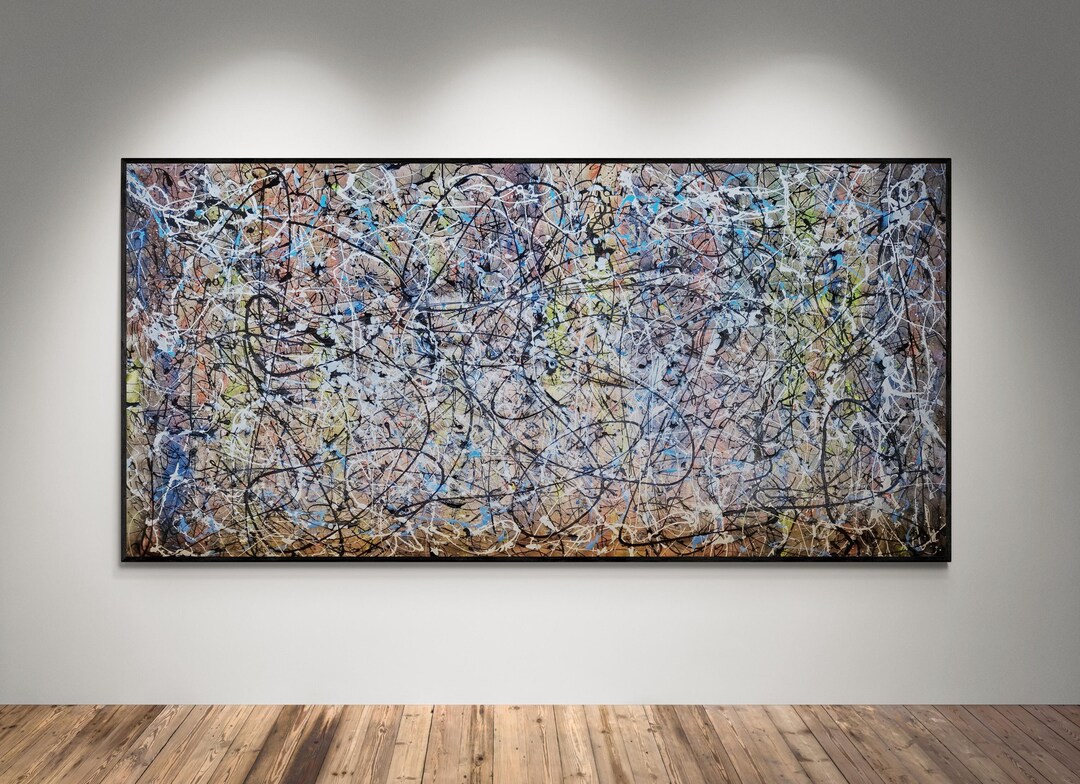 Jackson Pollock Style Metallic Colors Abstract Art Handcrafted ...