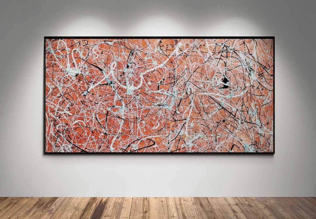 XXL Jackson Pollock Style Copper Canvas | Handmade Drip Abstract ...